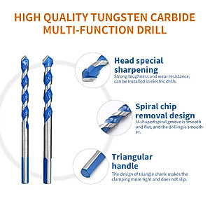 Puimentiua 7pcs/5pcs Triangle Drill Bit Sets, Multifunctional Overlord Handle Industrial Strength Drill Bit Set for Brick, Glass, Ceramic, Granite, High-Carbon Steel, Concrete, Wood