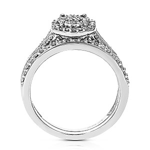 Vir Jewels 1/4 cttw Lab Grown Diamond Wedding Engagement Bridal Set Round for Women in .925 Sterling Silver Prong Set Size 6