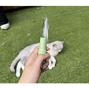 GooCare 2-in-1 Cat Brush for Shedding, with Detangler Comb, Self Cleaning Cat Comb Hair Brush for Indoor Cats, Dog Deshedding Brush Grooming Kit, Pet Supplies Hair Remover Tool (Green)