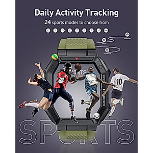 PODOEIL Military Smart Watches for Men with Text and Call, Smart Watch for Android iPhone iOS Compatible Smartwatch for Men with Heart Rate Sleep Monitor, 1.85" Outdoor Sports Rugged Fitness Watch