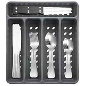 30 Piece Flatware Set for 6, Large Fork, Large Spoon, Small Spoon, Table Knife, Steak Knife