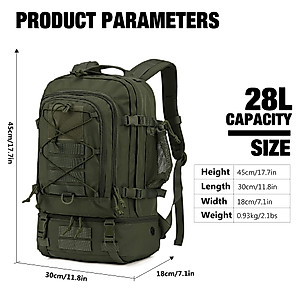 Mardingtop Hiking Backpack,Small Tactical Backpacks for Camping Military Traveling, 28L Motorcycle Backpack