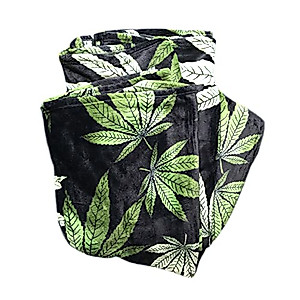 Home Must Haves Marijuana Leaf Fleece Plush Microfiber Super Soft Premium Warm Cozy Bed Blanket Throw, Black/Green, King (BLNK-Marijuana-King)