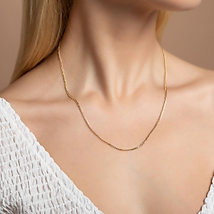 PORI JEWELERS 14K Yellow Gold 2.0mm Cuban/Curb Link Chain Necklace- Made in Italy-14-30 (Yellow, 18)