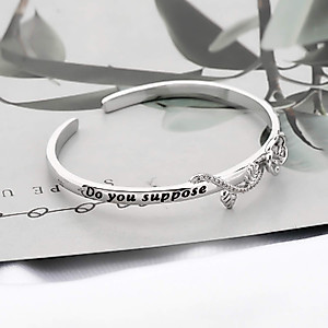 MYOSPARK In Wonder Land Inspired Quote Gift Do You Suppose She's A Wildflower Bracelet Encouragement Gift For Friend (wildflower cuff S)