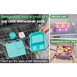 Fimibuke Kids Bento Box with Insulated Thermos Food Jar, Lunch Bag & Ice Pack Set, 3-Compartments Toddler Lunch Box, ONE-STOP Snack Lunch Container Solution for Ages 3-12 School Girls Boys - Trucks