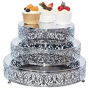Cake Stand Set of 3 Metal Cupcake Stands Dessert Display Plate for Wedding Party Birthday,Silver