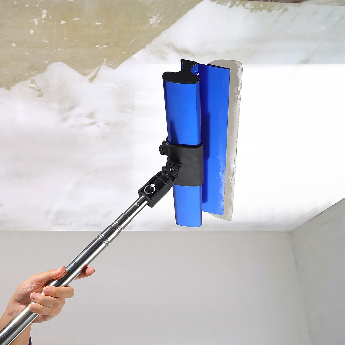 KEZERS Drywall Skimming Blade Set-7",10",14",16" & 24" Skimming Blades + 35"-81" Extension Handle, Stainless Steel Construction Knife,Smoothing Drywall Knife,Extruded Aluminum,High Impact End Caps