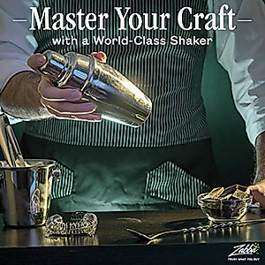 Nuvantee Cocktail Shaker Set，24 oz Martini & Drink Mixer w/ Built in Strainer, Measuring Jigger, Home Bartending Kit, Stainless Steel Martini Shaker