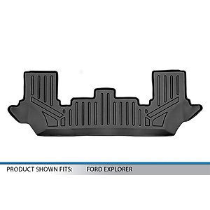 SMARTLINER All Weather Custom Fit Floor Mats 3rd Row Liner Black Compatible with 2020-2023 Compatible with Ford Explorer Only Fits with 2nd Row Bench Seats