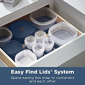 Rubbermaid Easy Find Lids® Food Storage Containers with Vented Lids, 26 Piece Set, Blue