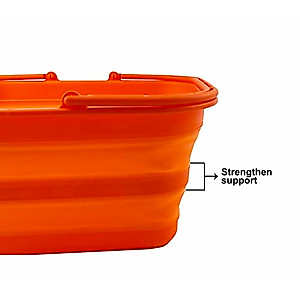 SAMMART 12L (3.17Gallon) Collapsible Tub with Handle - Portable Outdoor Picnic Basket/Crater - Foldable Shopping Bag - Space Saving Storage Container (Orange)