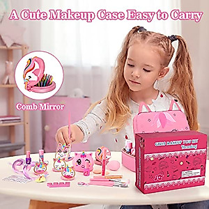 Kids Washable Makeup Girls Toys - Girls Makeup Kit for Kids Make up Set Real Makeup for Kid Little Girls Toddlers Children Princess Christmas Birthday Gifts Toys for 3 4 5 6 7 8 9 10 Year Old Girls