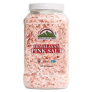 Himalayan Chef Pink Himalayan Salt Coarse Grain, Plastic Jar - 5 lbs. For Refill Grinders