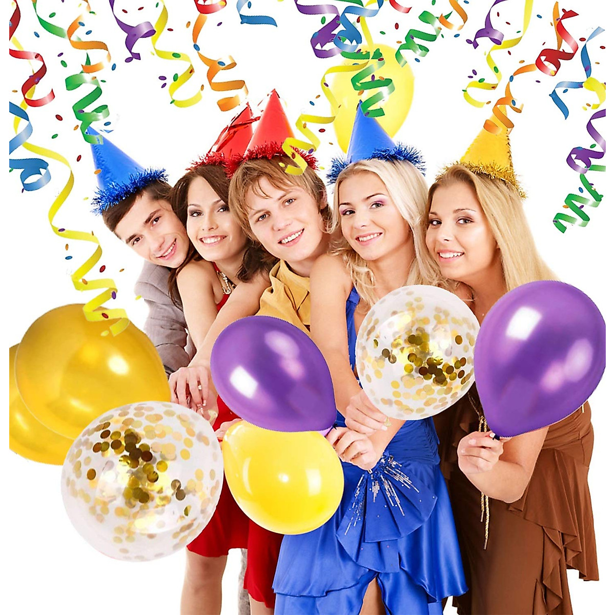 Purple and Gold Confetti Balloons 51pcs Premium 12 Inch Balloons for Baby Bridal Shower Birthday Party Decorations