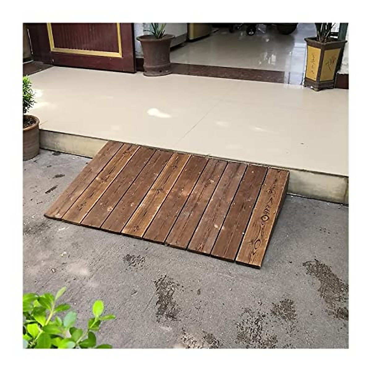 GUENZO Threshold Ramp, Auxiliary Wood Threshold Ramps for Doorways, 4 5 6 7 8 10 Inch Rise Wheelchair Transition Ramp for Home/Front Door/Yard/Patio, Non Slip (Size : 90x60x13cm/35.4x23.6x5in)