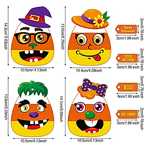 Sumind Halloween Candy Corn Craft Kits for Kids Halloween Activities DIY Handicraft Fun Home Activities for Birthday Activities Party Supplies Classroom Arts, 4 Styles (24 Sets)
