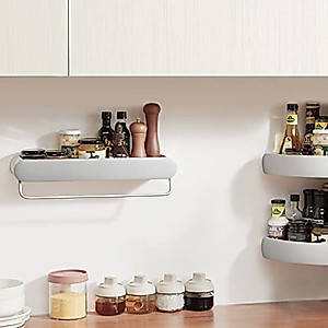 TOPHOME Bathroom Rack Single-Layer Wall Mounted Floating Shelves Bathroom Storage Shelf Toilet Storage Shelf with Towel Bar for Bathroom, Kitchen, Laundry Room(No Drilling)