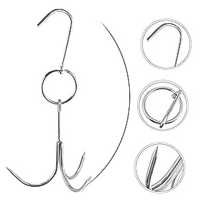 Levemolo 2pcs Triple Three Hooks Garden Prong Meat Grill Poultry Use Hanger Ham Hook S- Useful Tools Tool Smoker Hanging Practical Drying Mutton Steel Accessories Cooking Butcher