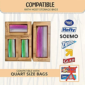 UNIQUE PIVOTT Ziplock Bag Organizer, Baggie Organizer, Ziplock Organizer for Drawer, Plastic Bag Organizer, Sandwich Bag Organizer for Drawer, Bamboo Drawer Organizer.
