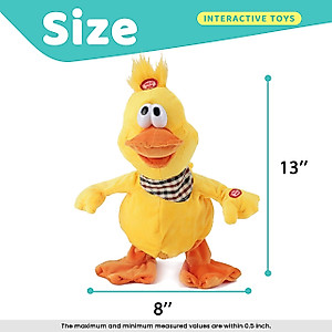 Cuteoy 13" Quacking Duck Musical Stuffed Animal Plushies Walking Singing Waving Electronic Interactive Plush Toy for Kids Boys Easter