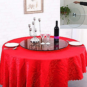 90cm/35inch Rotating Turntable Lazy Susan for Kitchen Dining Table Tabletop, 9mm Thick Round Clear Glass Rotating Tray Serving Plate, Explosion-Proof Tempered Glass