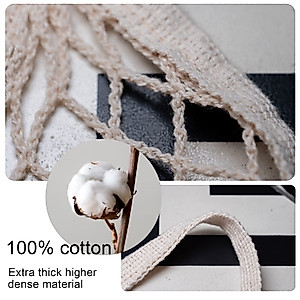 meetall Mesh Grocery Bags, Reusable Tote Bags with Sturdy Handle, Washable, Eco Friendly, Cotton String Net, for Shopping and Storage Fruit Vegetable (5 Pack, One Size, Off White/Pink/Blue/Red/Black)