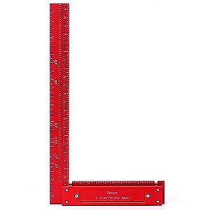 12 inch Try Square Ruler with 0.7mm Mechanical Pencil and 0.7mm Lead Refill, Carpenter Precision Woodworking Square, L Square, CNC-Machined, Metal Aluminum