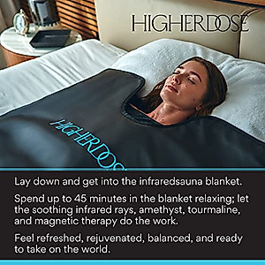 HigherDOSE Infrared Sauna Blanket - Portable Sauna for Home Therapy - Relax and Detox Your Body and Mind - Plush Thermal Heated Blanket - 71 x 71 Inches Green and Black