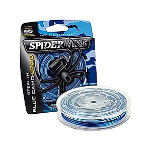 SpiderWire Stealth® Superline, Blue Camo, 15lb | 6.8kg, 125yd | 114m Braided Fishing Line, Suitable for Saltwater and Freshwater Environments