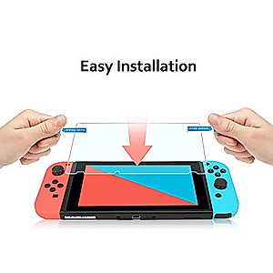 Nintendo Switch Screen Protector, TJS [Tempered Glass] [2-Piece] [Works While Docking] - 0.3mm Thickness/Bubble Free/Ultra Clear/9H Hardness/Anti-Scratch/Shatterproof/Anti-Fingerprint (Clear)
