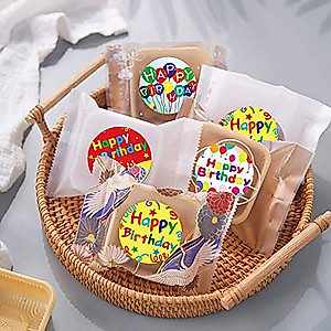 Happy Birthday Stickers for Kids 1 Inch 1000 Labels 2 Roll Adhesive Stickers for Happy Birthday Party and Baby Shower Decorative, Envelope Sealing, Gift Wrap
