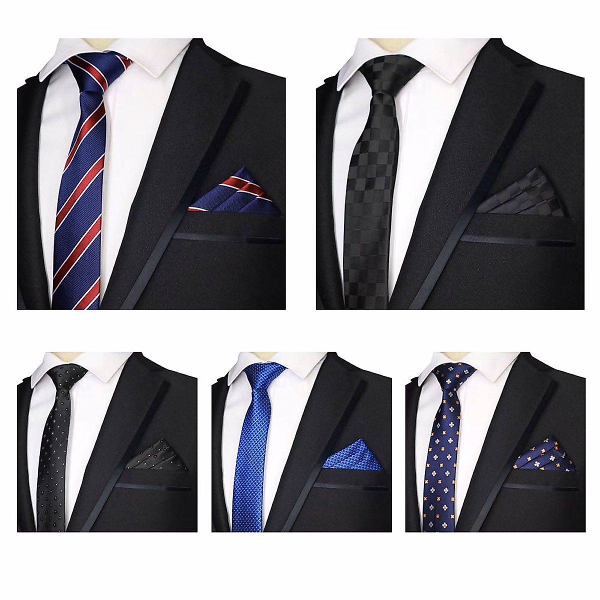 GOADAFOO 15 Pack Handkerchiefs Men 22CM Blue Burgundy Black Pocket Squares Dots Kerchief Accessories