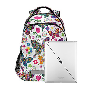 Colorful Butterflies Pattern Backpacks Travel Laptop Daypack School Book Bag for Men Women Teens Kids