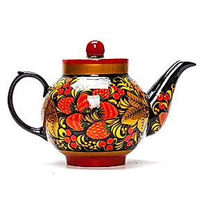 Red Khokhloma Electric Samovar Kettle with Teapot and Tray