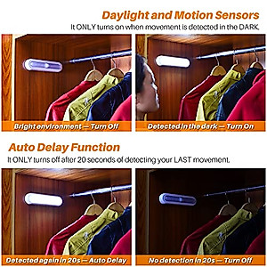 STAR-SPANGLED 3 Pack 7” Motion Sensor Lights Indoor Battery Operated, Stick on LED Light for Closet, Stairs, Under Cabinet, Cool White