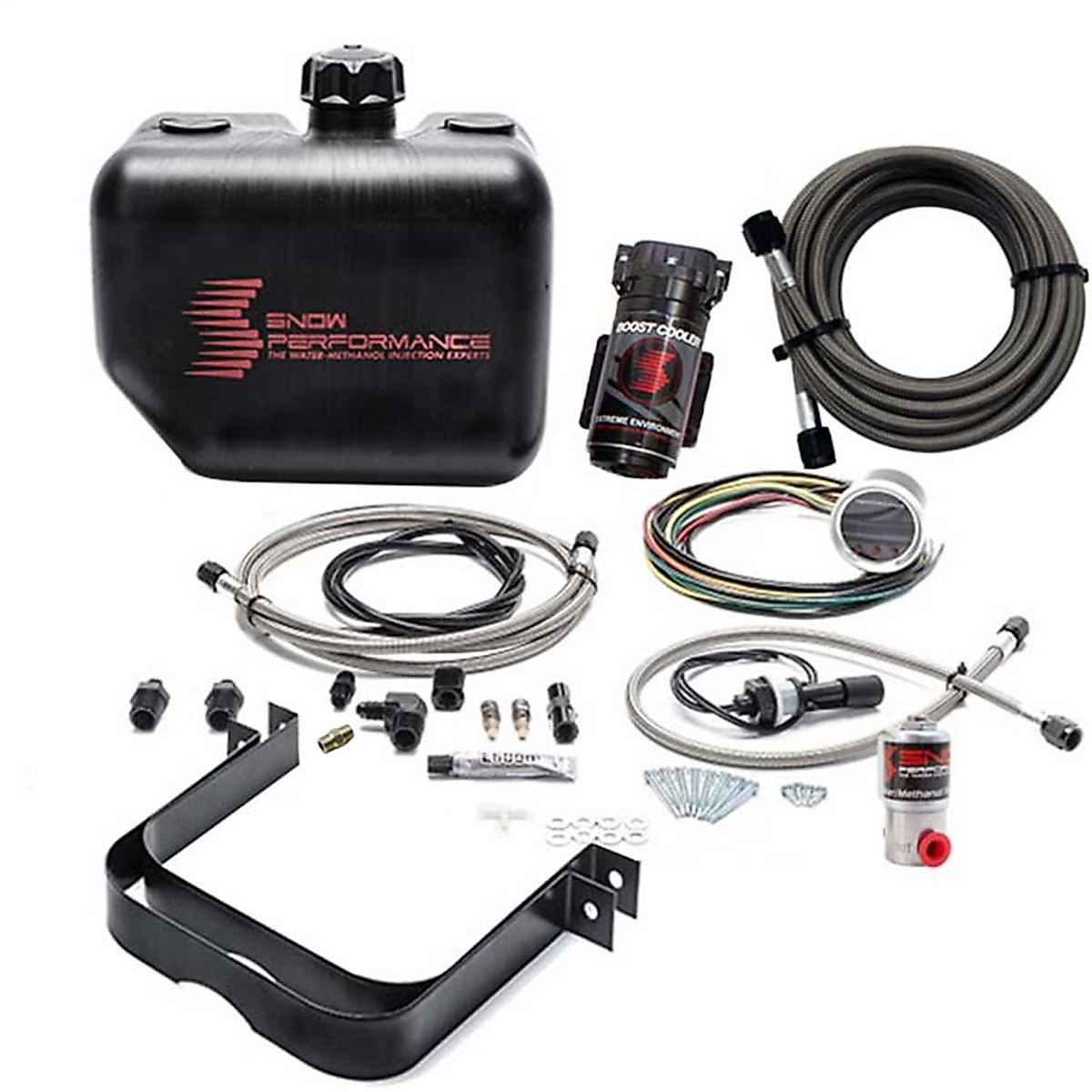 Snow Performance Nitrous Express Stage 2.5 Boost Cooler Forced Induction Progressive Water-Methanol Injection Kit W/ 2.5 Gallon Tank. (Stainless Steel Braided Line, 4An Fittings) SNO-211-BRD