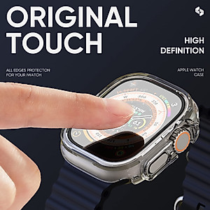 2+2 Pack Suitisbest Case and Screen Protector Compatible with Apple Watch Ultra 2/Ultra 49mm, Clear Waterproof Ultra-Thin Hard PC Bumper Tempered Glass Protective Film for iWatch Ultra 49mm