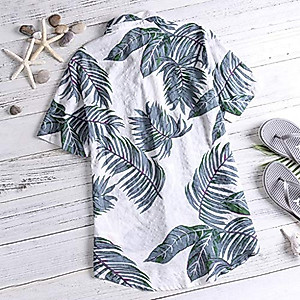 YOMXL Men's Classic T-Shirt Casual Button Print Hawaii Beach Tops Casual Short Sleeve Tee Lapel Top Gray