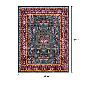 Hauteloom Cleveland Bohemian Southwestern Colorful Area Rug - Traditional Tribal Aztec Carpet for Living Room, Bedroom, Dining Room - Pink, Magenta, Green, Orange, Purple - 5'3" x 7'3" (5x7)