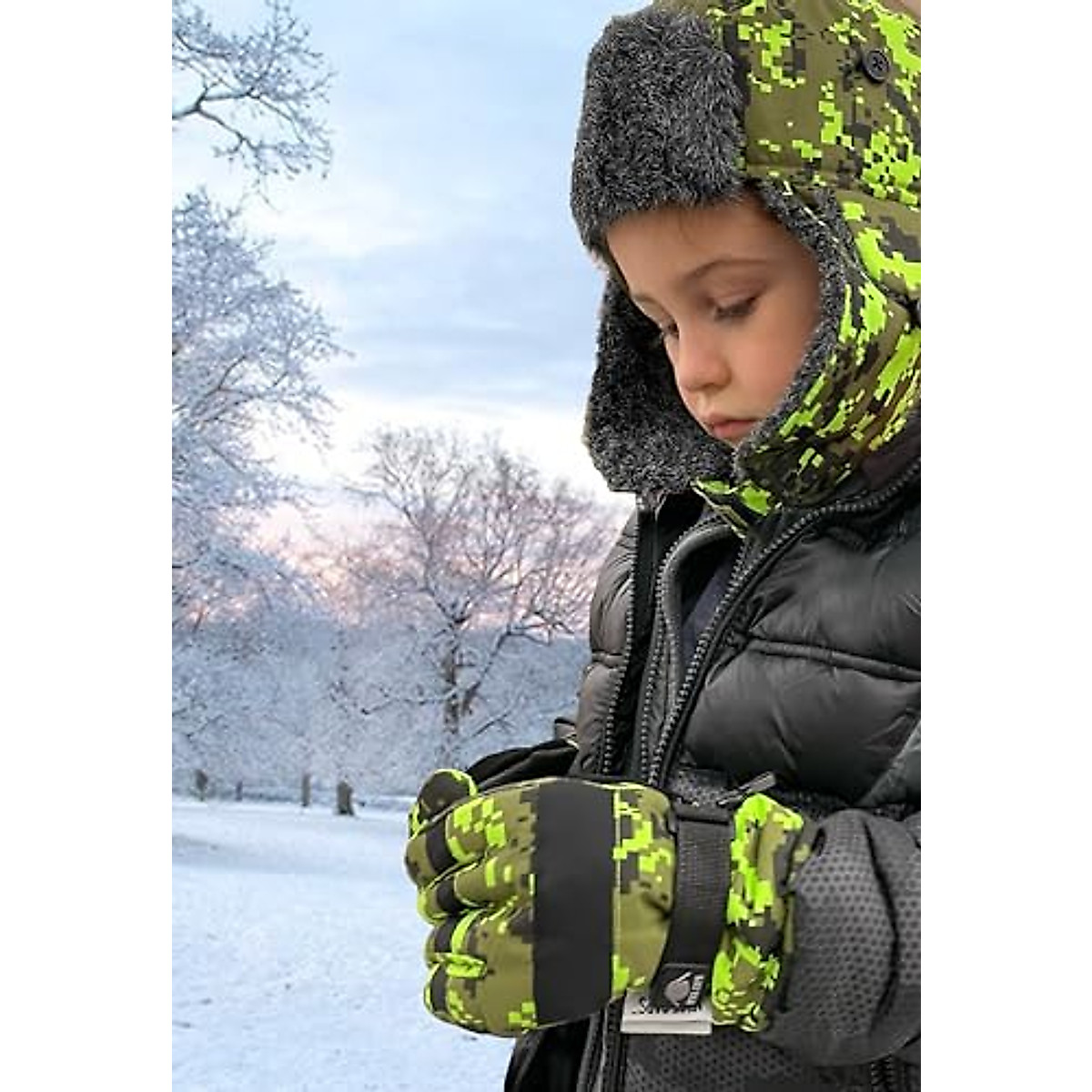 N'Ice Caps Kids Winter Trapper Hat Warm Large Ear Flaps (Black 1, 10-12 Years)