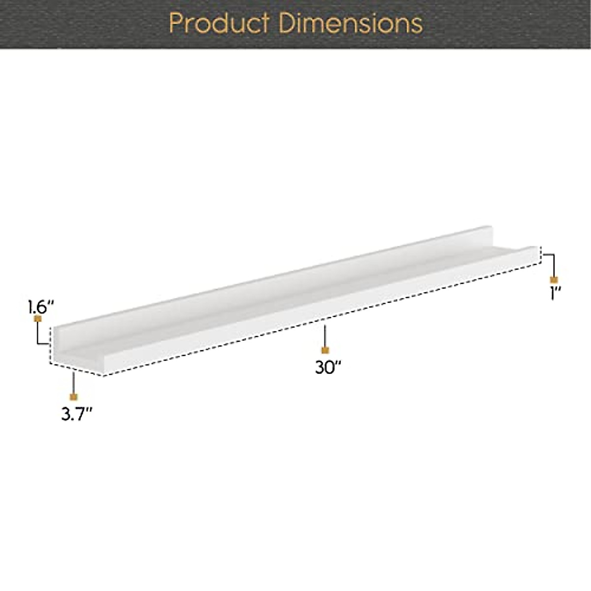 You Have Space Lagos Floating Bookshelf for Kids Room Decor, Picture Ledge Shelf for Living Room, Office, Kitchen, Bathroom, 30" White Wall Shelf Set of 2