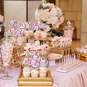 Wxiben Axolotl Birthday Cupcake Toppers - 36PCS Axolotl Birthday Decorations Cute Axolotl Party Cake Topper Decorations Supplies Axolotl Salamander Baby Shower Cupcake Toppers Decor for Kids Girls