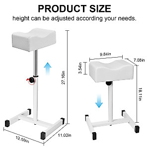 FLOLXNB Pedicure Foot Rest, Foot Massage Pedicure Stool, Tattoo Stand Adjustable Height Footstool Nail Equipment for Home Beauty Salon Spa (White)