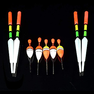 15 pcs Fishing Floats Bobbers Rod Tube Slide Slip Oval Sticks with Rubbers for Saltwater Freshwater Trout Bass Plastic Fishing Tackle Accessories