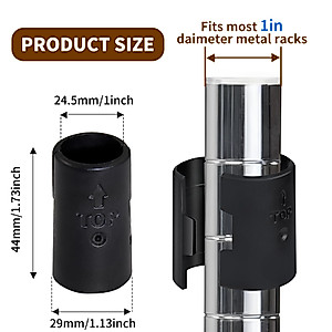 Moicstiy 50 Pack 1 Inch Wire Shelving Shelf Lock Clips, Plastic Shelving Clips Replacement Black Sleeve Shelf Clips for Wire Shelving, Post Wood Metal Pole(25 Pair)