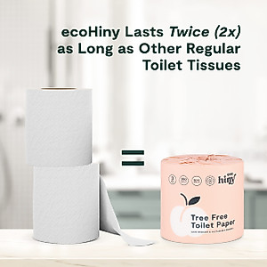 ecoHiny Premium & Soft Bamboo Toilet Paper | 12 Mega Rolls, 3 ply, 350 Sheets | FSC Certified, PFAS & BPA Free, Septic Safe | Tree Free & Plastic Free