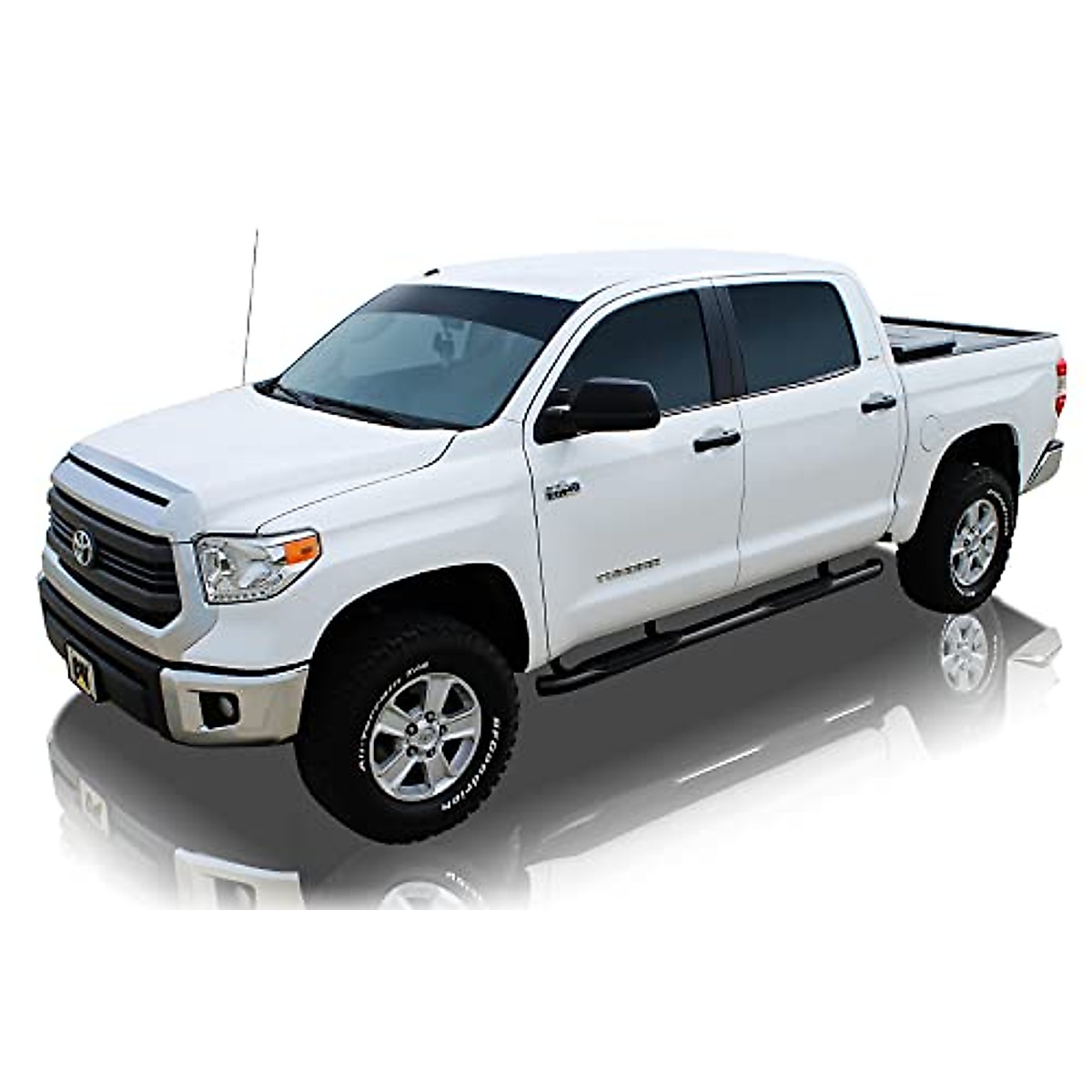 Raptor Series Nerf Bars Side Steps 4in Oval Black Curved for 07-21 Tundra Double Cab