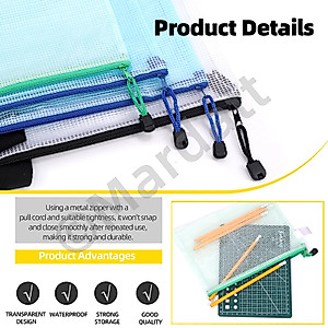 Mardatt 7Pcs 19” x 25” Art Portfolio Storage Bag with Handle and Zipper, 3 Sizes Waterproof Poster Storage Bag Mesh Folder Organizers Transparent Pencil Bag for Bulletin Board Painting