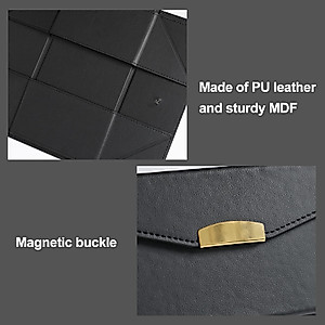 MEIBOOCH Foldable Tissue Box Cover Rectangular Leather Tissue Box Holder with Magnetic Closure (3.6 inches high, Black)